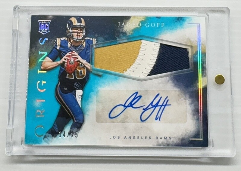 2016 Origins Jared Goff RPA Turquoise Rookie Jumbo Patch Auto RC #14/25 ...