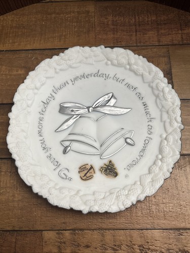 Vintage Hand Painted Fenton White Satin Custard Bell Plate With Paper ...