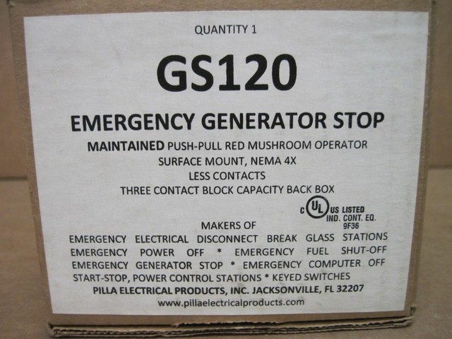 1 Pilla GS120 Emergency Generator Stop Push Button Station for sale ...