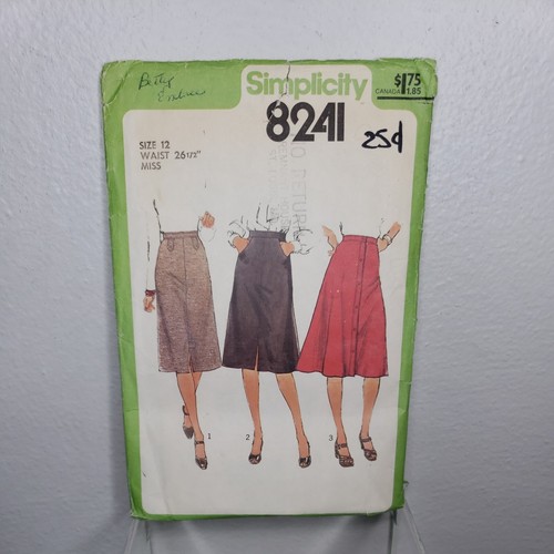 Vintage Simplicity Skirt Patterns 8241 Size 12 Waist 26 | eBay
