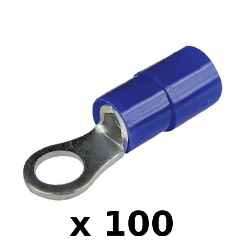 100 Pack Blue 16-14 AWG Vinyl Insulated #6 Ring Terminals for Boats | eBay