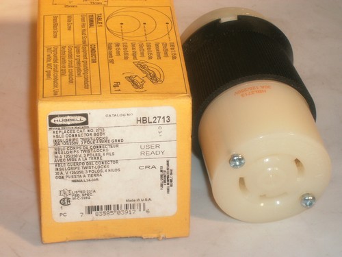 HUBBELL 2713 TWIST-LOCK CONNECTOR L14-30R 30A 125/250V 3P 4W HBL2713 ...