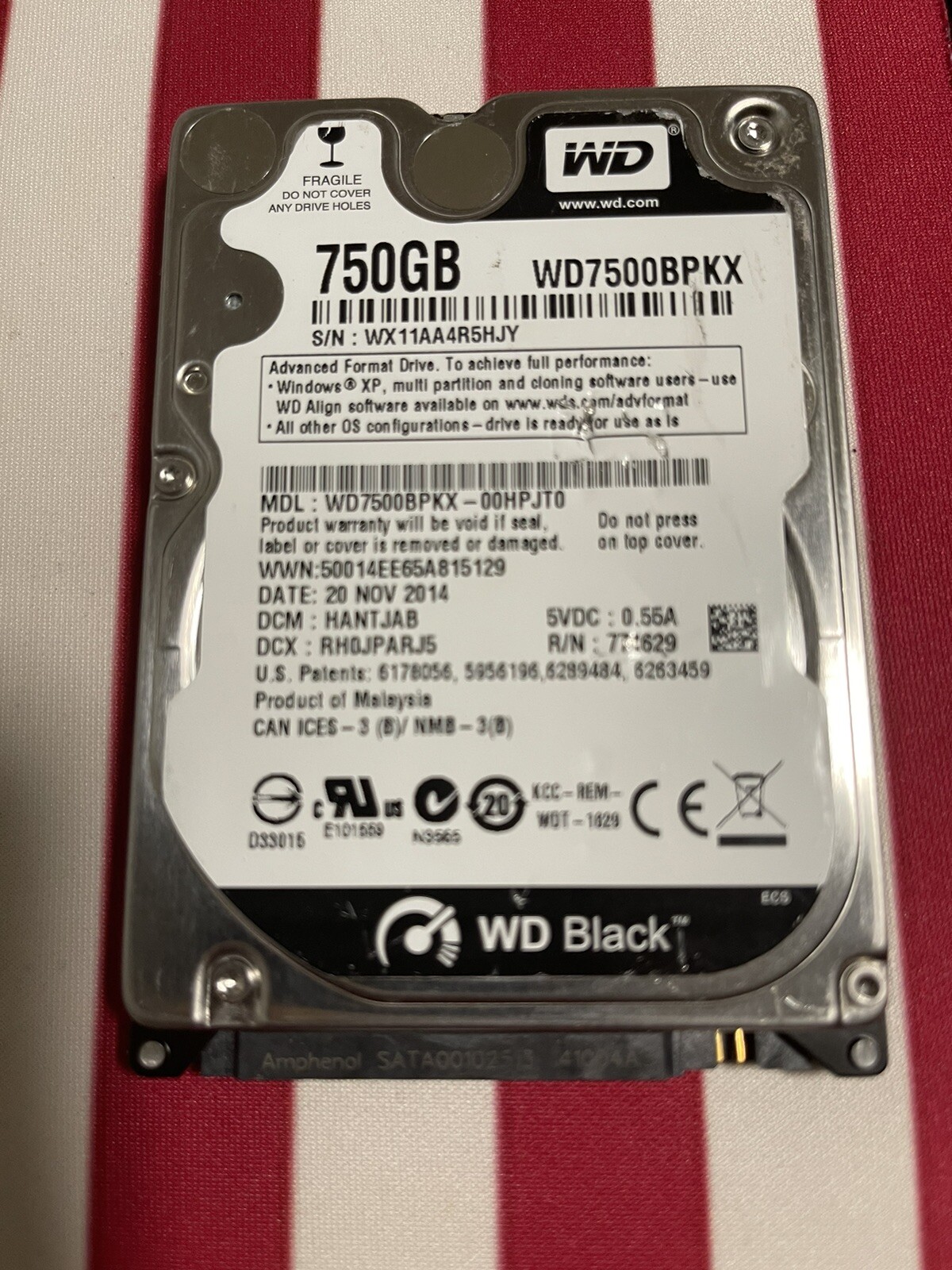Western Digital Black 750GB Internal 7200RPM 2.5" (WD7500BPKX) HDD ...