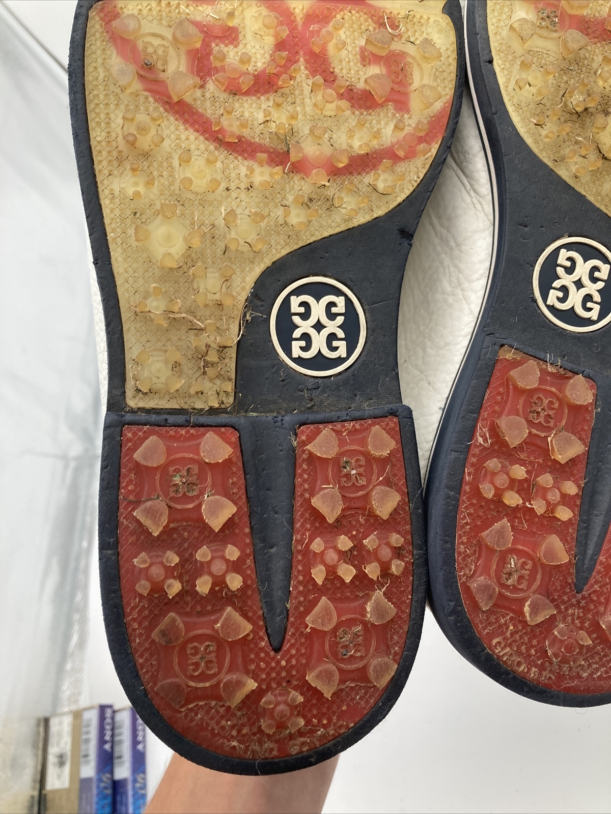 G/FORE Gallivanter Leather Golf Shoes White Navy Blue G4MC18EF01 Men’s ...