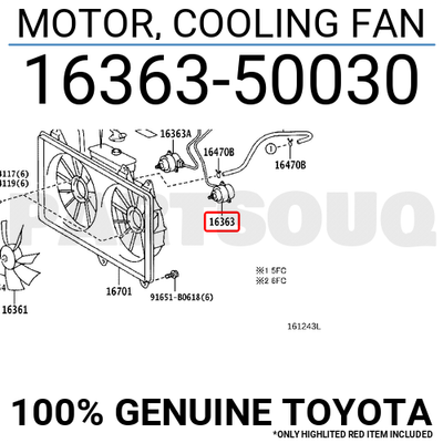 1636350030 Genuine Toyota MOTOR, COOLING FAN 16363-50030 | eBay