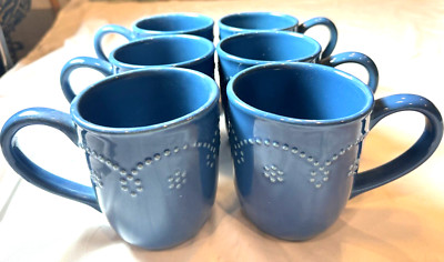 6 FOOD NETWORK DENIM BLUE FONTINELLA COFFEE MUGS - FREE SHIP | eBay