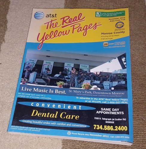2010 Monroe Michigan 734 Telephone Directory Phone Book White Yellow ...