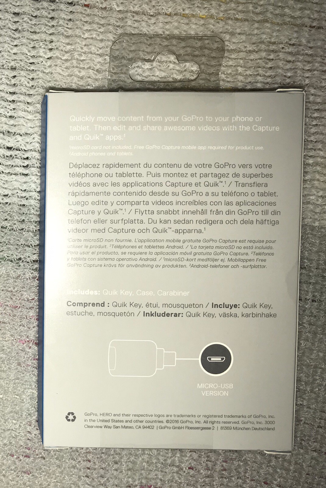 NIP Authentic GoPro Quik Key USB Android Micro SD Mobile Photo Video ...