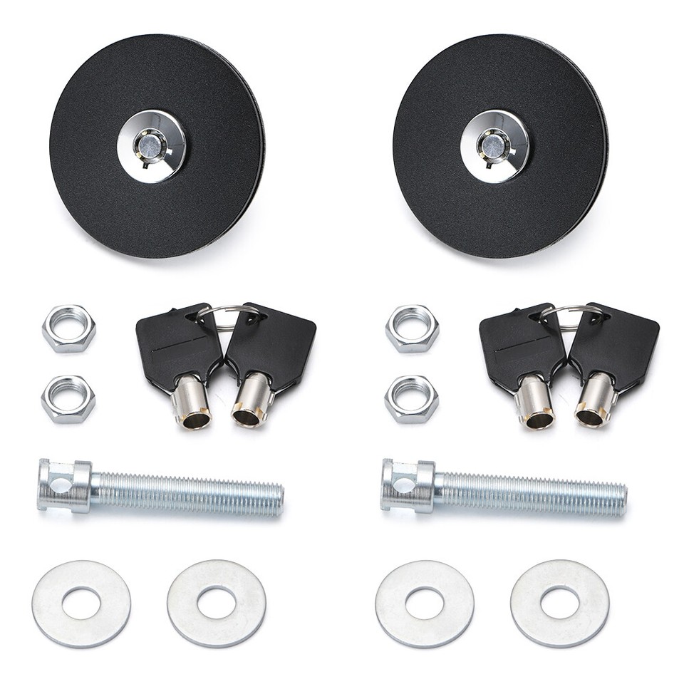 Mount Bonnet Racing Security Hood Pins Latch Kit Lock W/Keys JDM Black ...