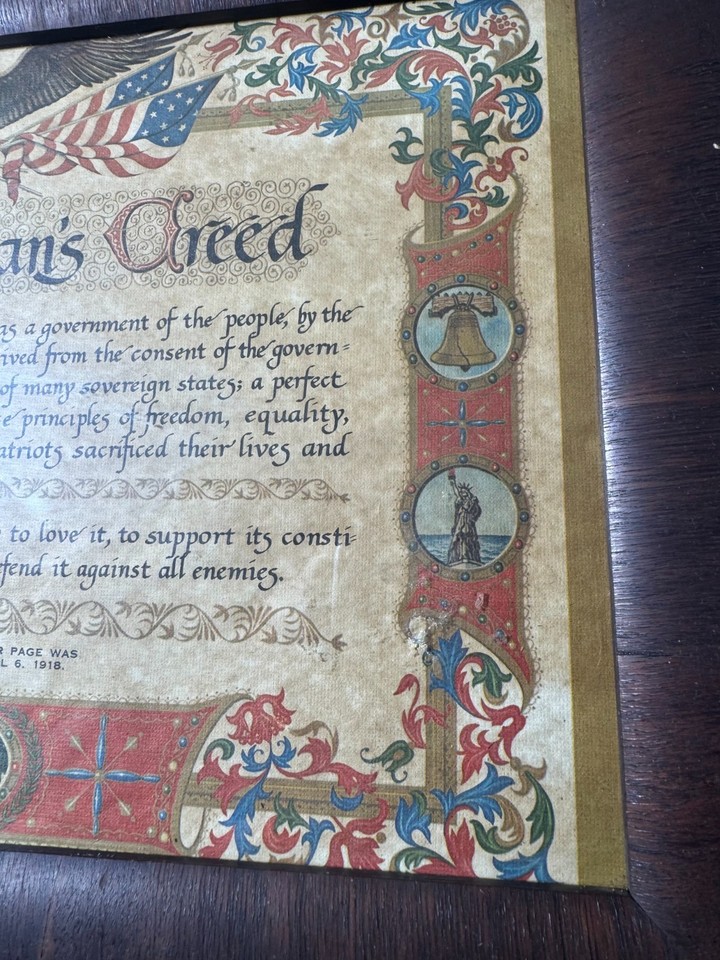 Antique William Tyler Page "The American's Creed" Color Print - Framed ...