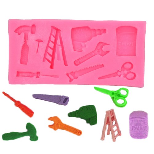 Hardware Silicone Cake Molds Hammer Ladder Scissor Tools Mold 3d Diy ...