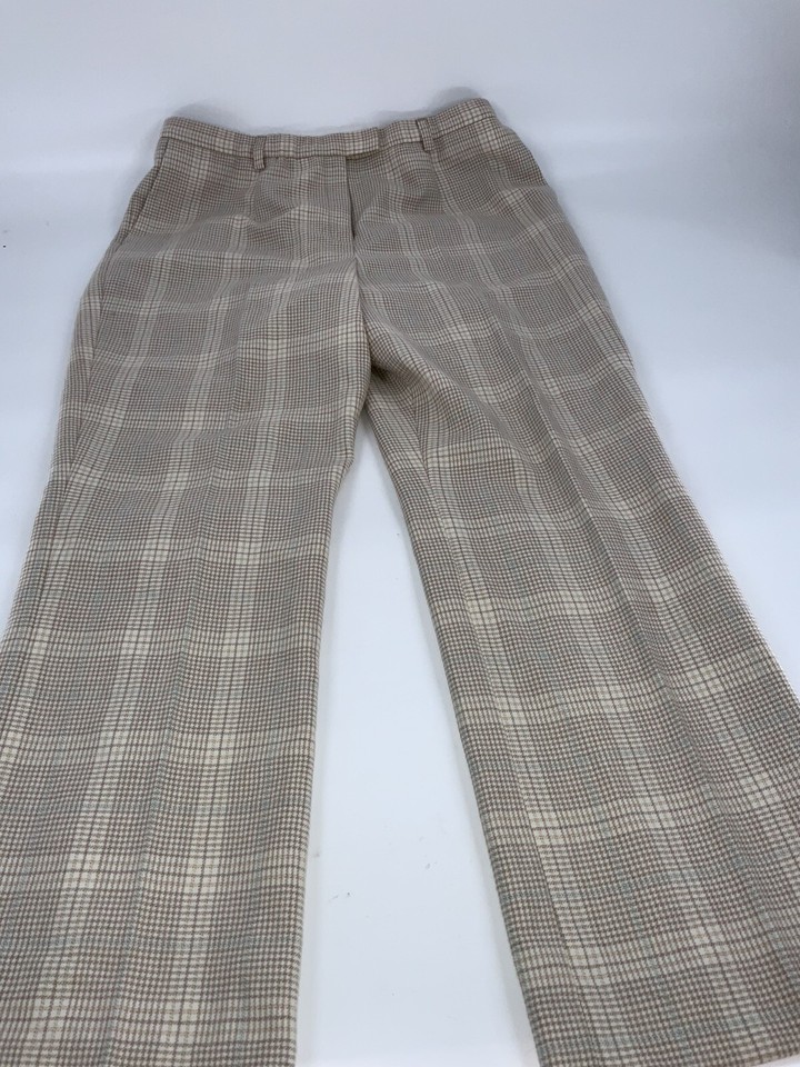 Pendleton Pants Sz 12 Tan Plaid 100% Wool Flat Front YGI J2-411 | eBay