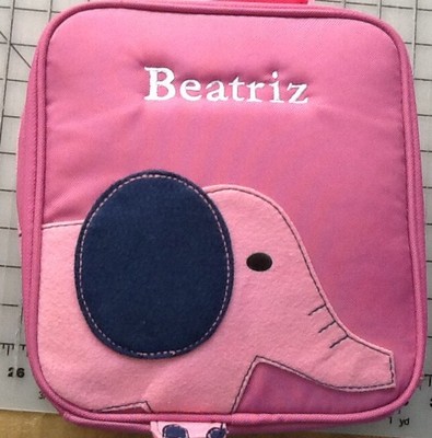 GIRL ~ MONOGRAMMED~ Beatriz~ PINK Elephant POTTERY BARN KIDS LUNCH BAG ...