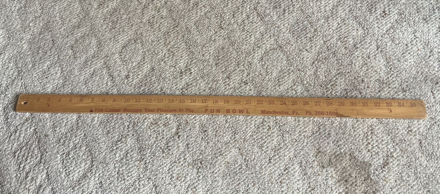Vintage Wooden Yardstick Manchester Pa Fun Bowl Bowling Alley | eBay