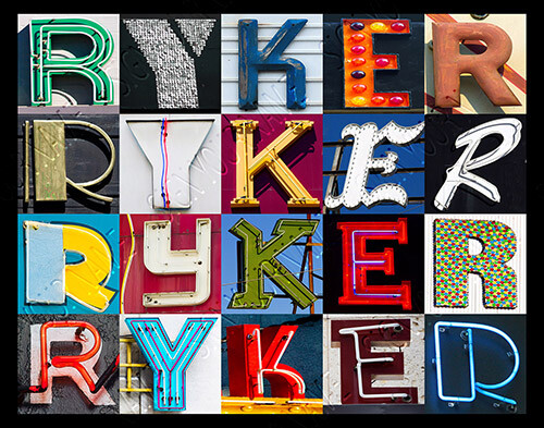 RYKER Name Poster featuring photos of actual sign letters | eBay