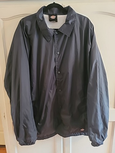 Dickies Men's Nylon Windbreaker Jacket Snap Front Black Lined Size XXL ...