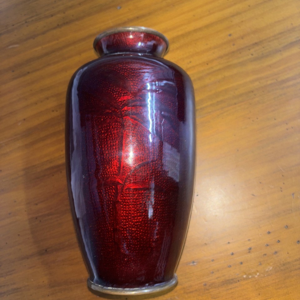 Japanese Pigeon Blood Cloisonné Vase W/ Floral Design | eBay