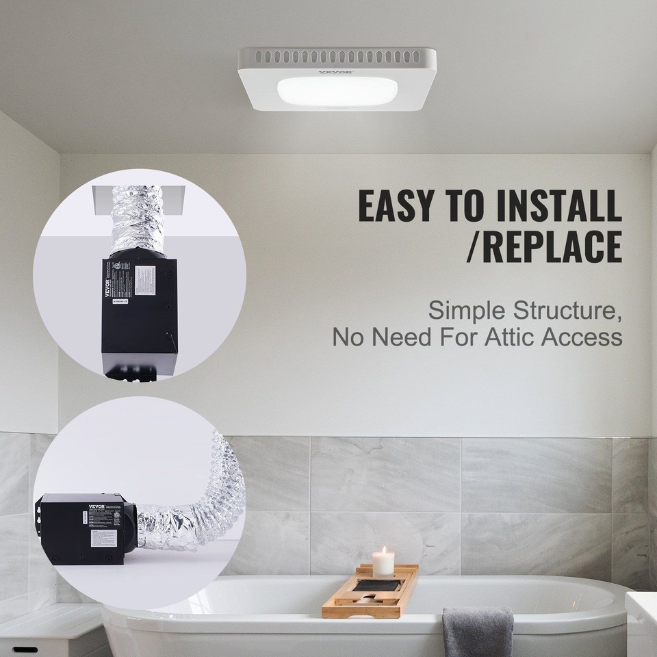 Rugged 80CFM Bathroom Fan with Industrial Grade Steel Body and LED Kit ...