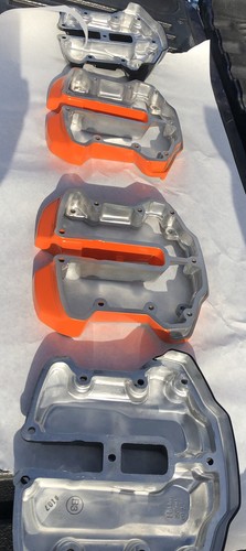 Harley Rocker Covers Boxes Touring M8 Softail Mirror Black/Gloss Orange ...