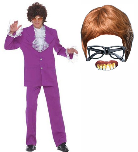 Austin Powers MoJo Man Mens 60s Stag Fancy Dress Costume Wig, Glasses ...