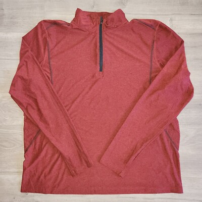 Exertek Men's XL Solid Red Athletic 1/4 Zip Pullover Long Sleeve T ...