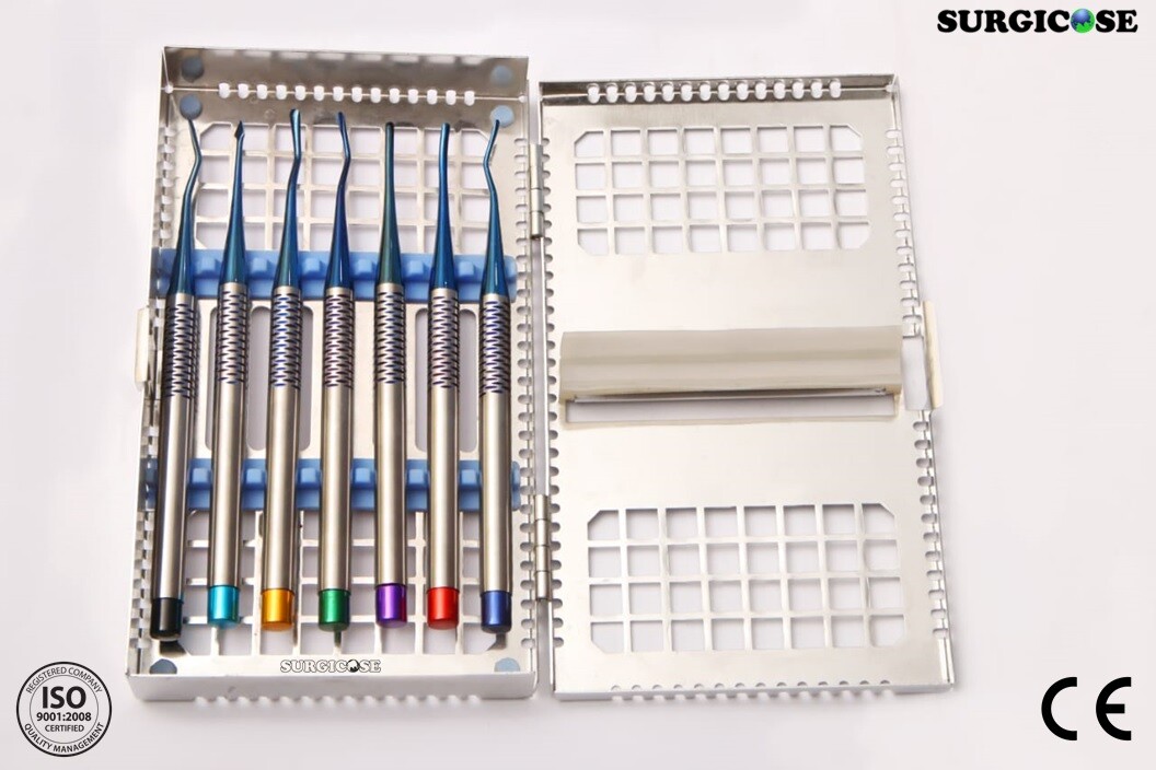PDL ELEVATORS "BLUE COATED TIPS" SET OF 7 PCS WITH STERILIZATION ...