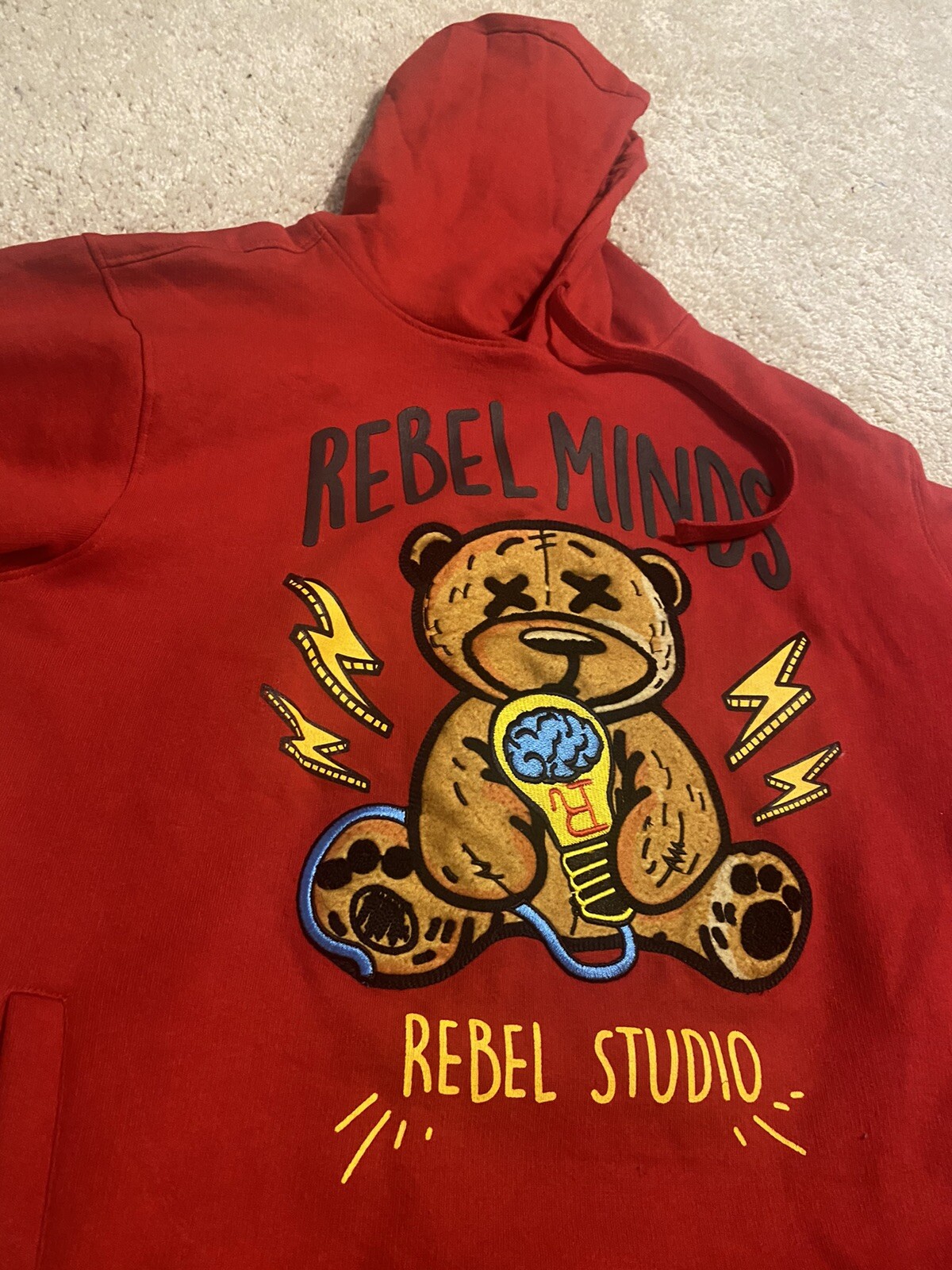 REBEL MINDS RED Rebel Bear 3D Sweatshirt Hoodie Graphic With Texture ...