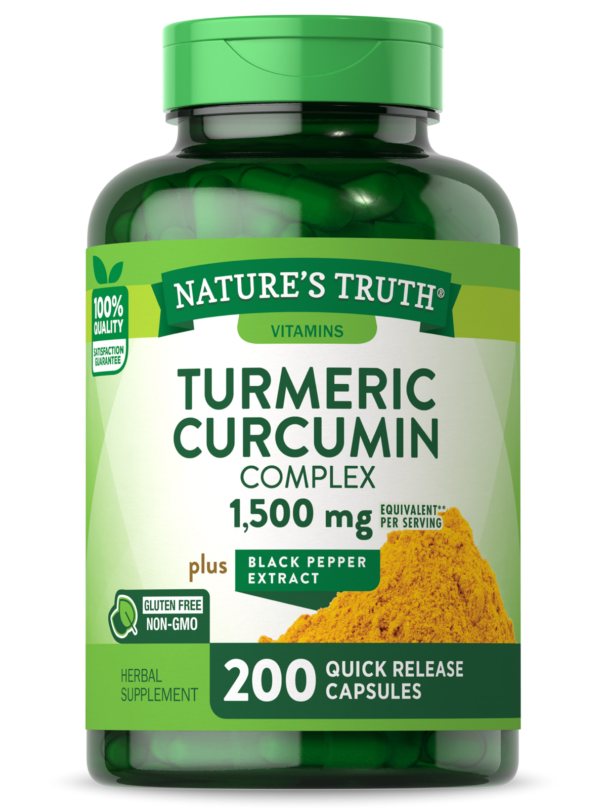 Turmeric Curcumin with Black Pepper | 1500mg | 200 Capsules | by Nature ...
