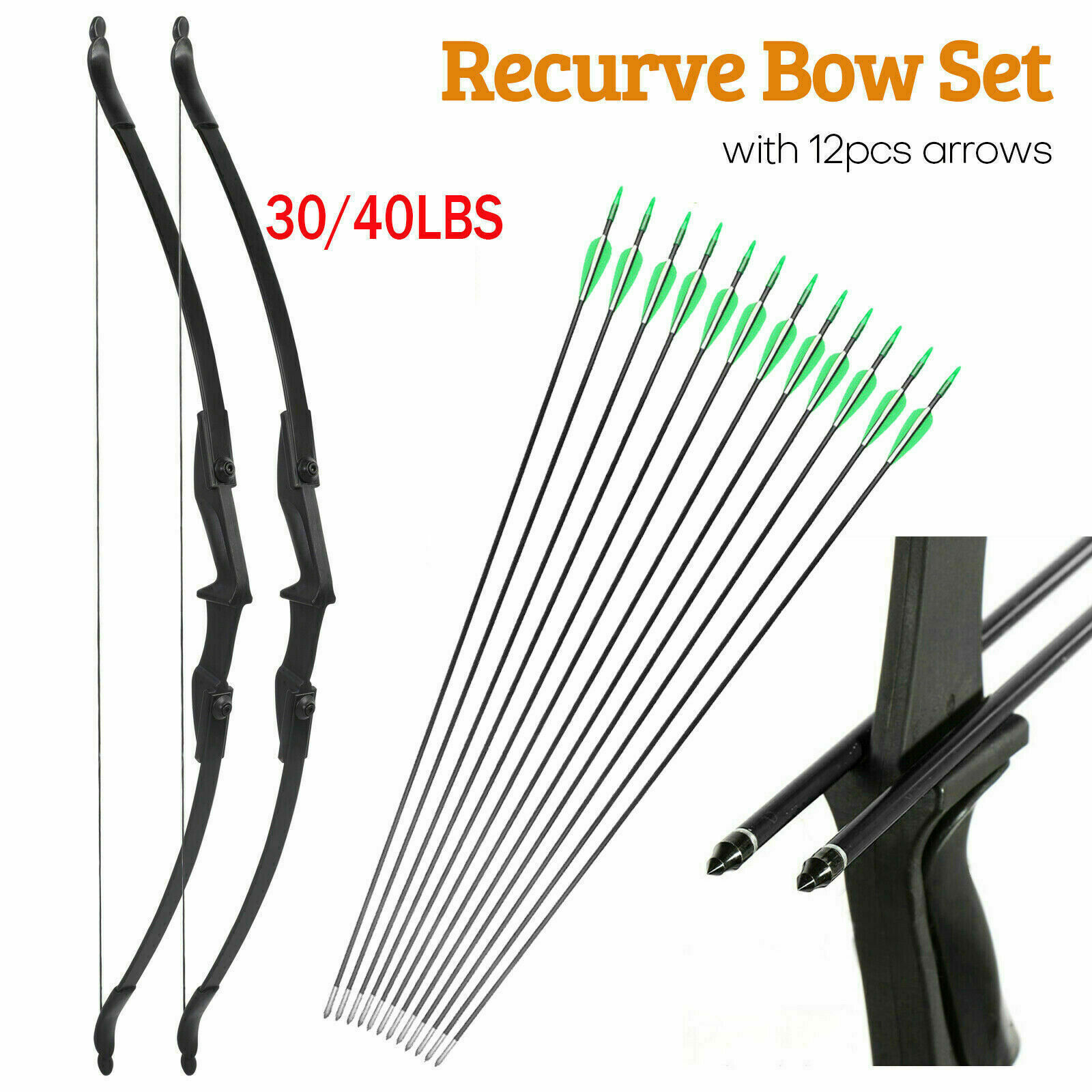 57in Takedown Recurve Bow Right Left Hand Archery Hunting 12Pcs Arrow ...