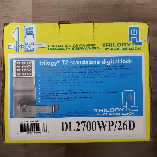 Alarm Lock DL2700WP Trilogy T2 Weatherproof Electronic Digital Keypad ...
