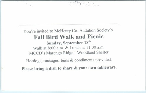 Postcard - Invitation Card - Fall Bird Walk and Picnic | eBay