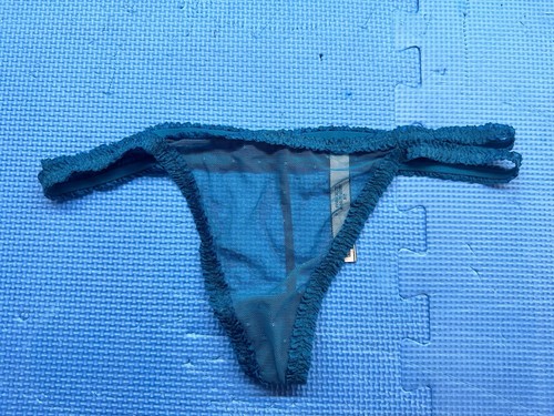 NWOT VICTORIA'S SECRET BLUE POLKA DOT MESH RUFFLE STRAPPY V STRING ...