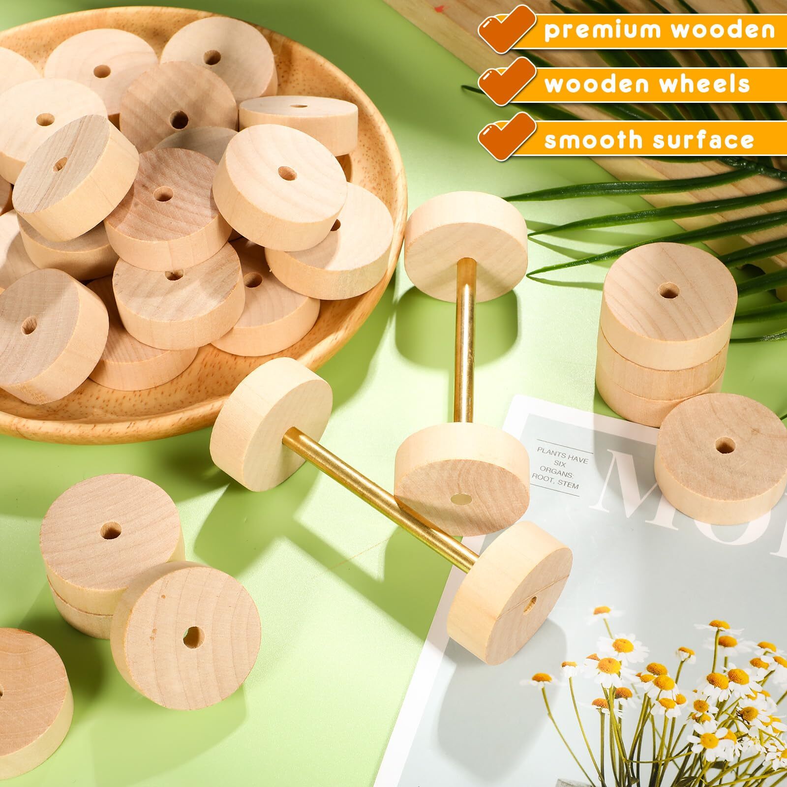 150 Pcs Wooden Wheels Craft Wood Mini Wooden Crafts Wheels Bulk Wood ...