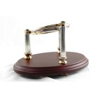 World Desk Clock Gyroscopic , Pedestals Wood Base Quartz Rotating Clock ...