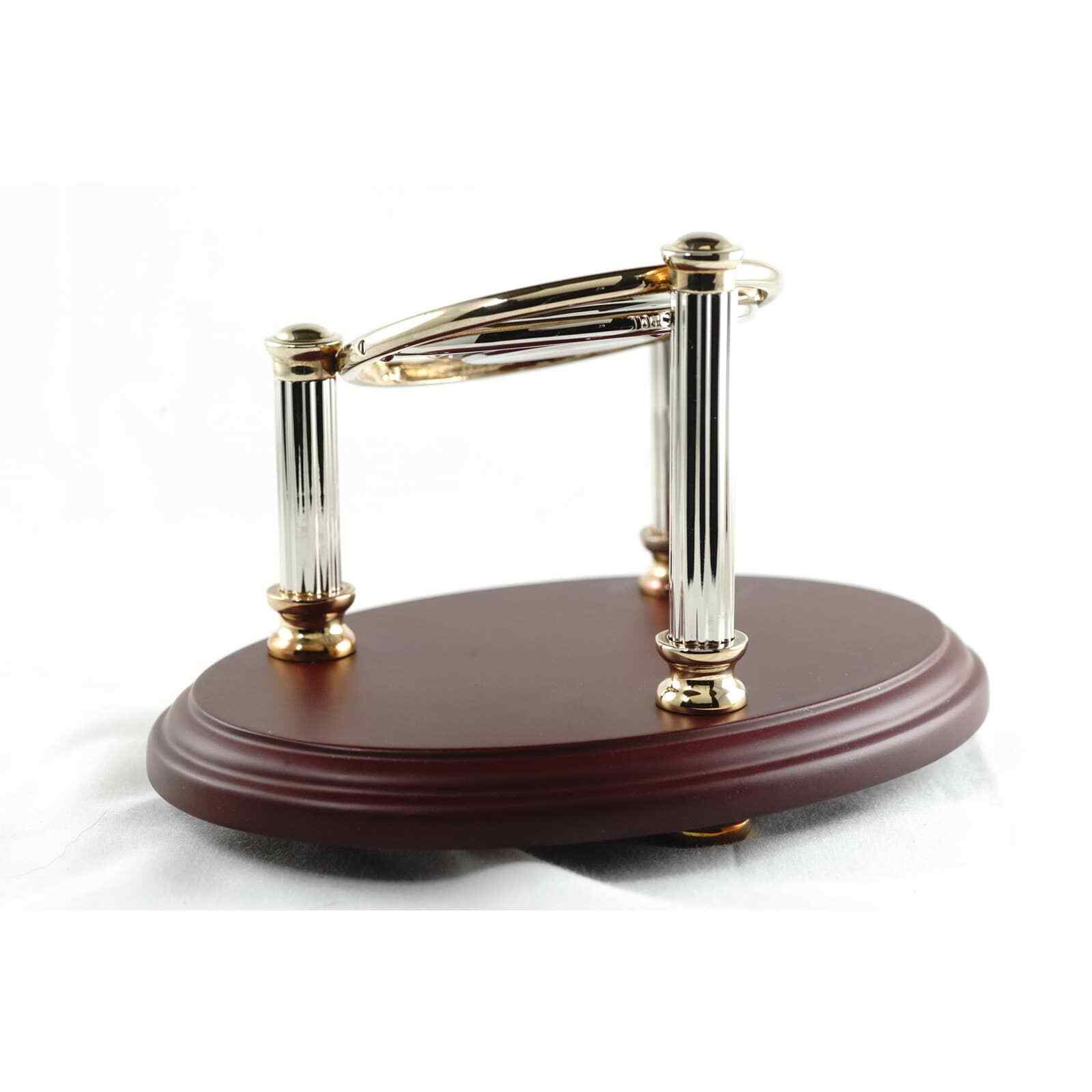 World Desk Clock Gyroscopic , Pedestals Wood Base Quartz Rotating Clock ...