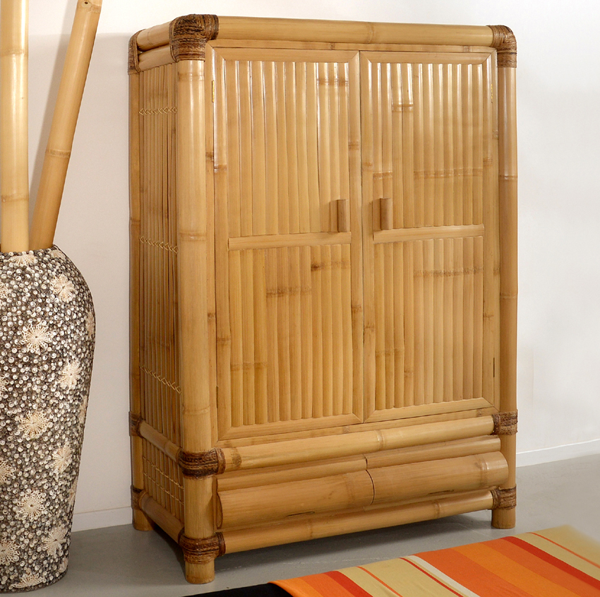 Bambusschrank Jemaja Garderobenschrank Kleiderschrank Holzschrank ...