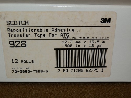 New Box - 12 Rolls Of 3M Scotch 928 ATG Premium Adhesive Transfer Tape ...