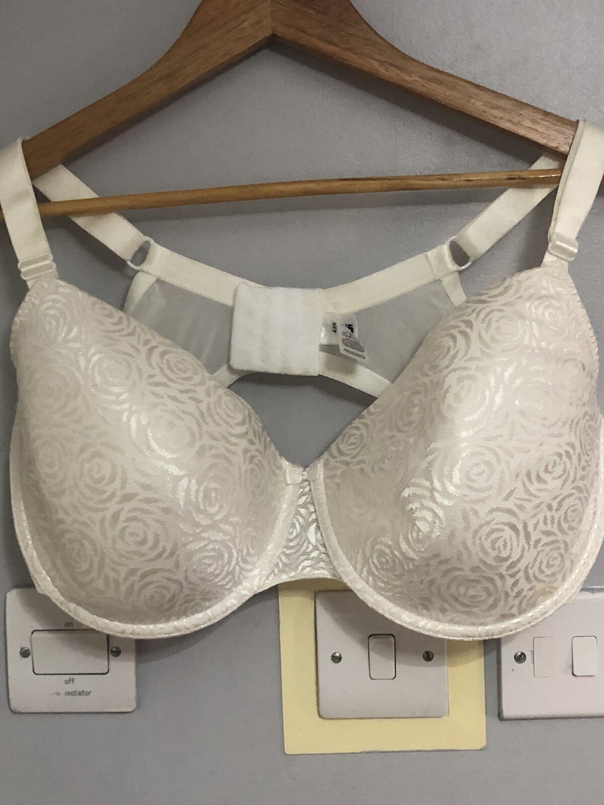 George At Asda Satin Print Style Bra 42E - White - Gem