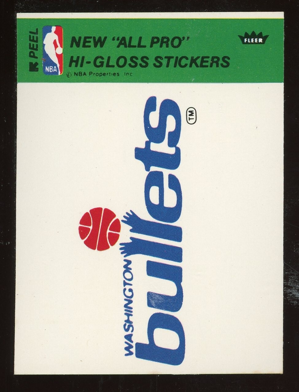 1976-78 Fleer NBA Hi Gloss Sticker WASHINGTON BULLETS Logo Trading Card ...