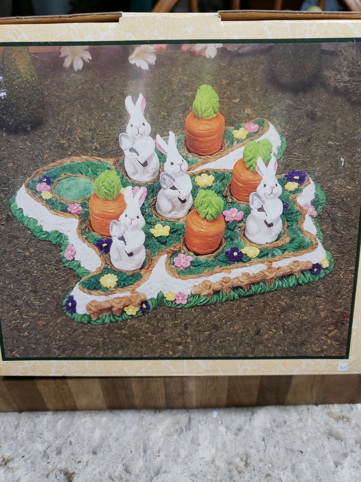 Vintage~Easter Bunny & Carrot~Tic Tac Toe~Resin Garden Game~7"x7"~New ...