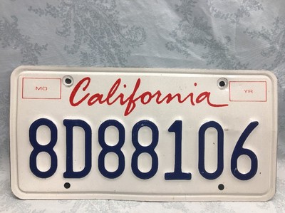 VTg CALIFORNIA LICENSE PLATE Red/white & BLUE LETTERS~8D88106~Free ...