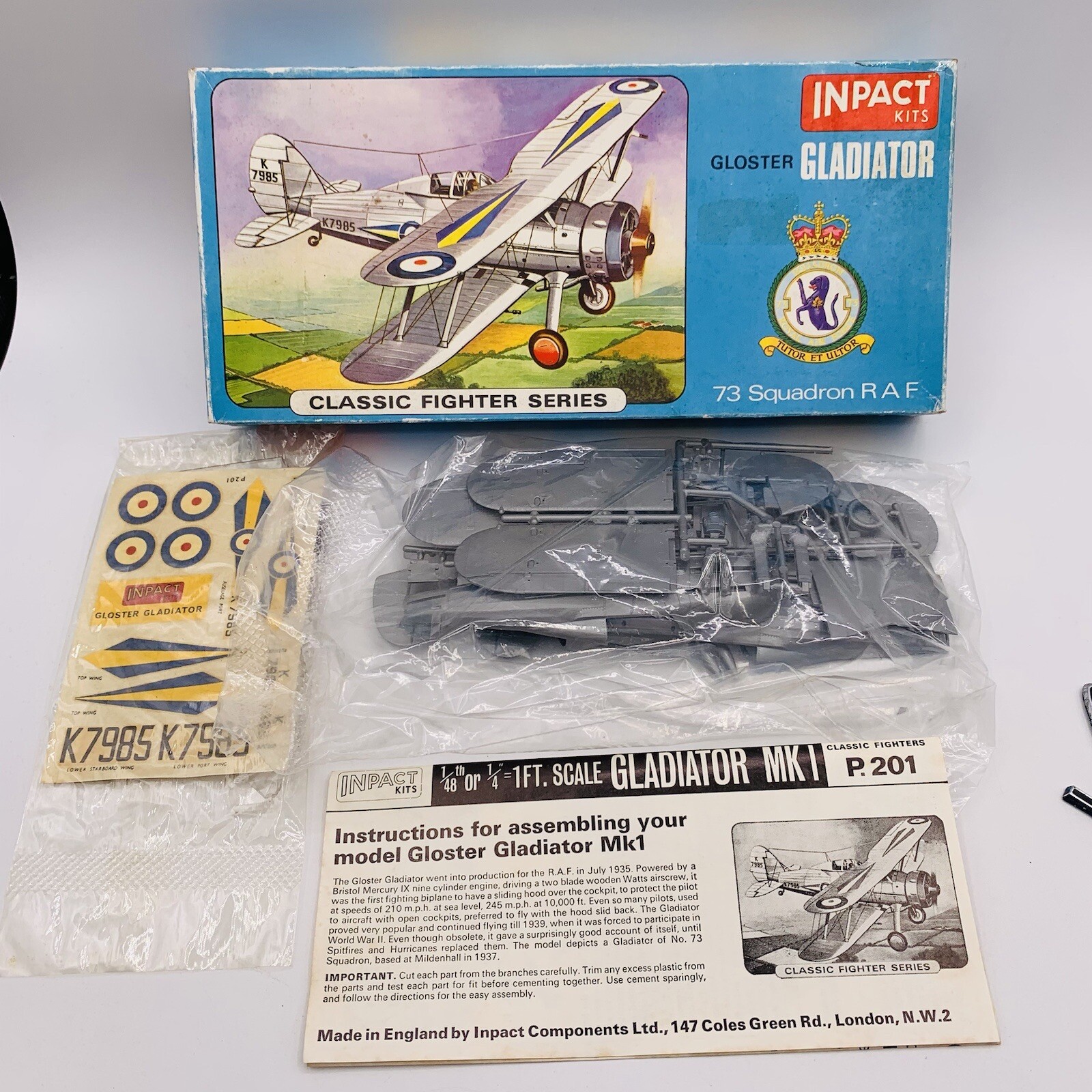 INPACT 1/48 GLOSTER GLADIATOR WW1 RAF BIPLANE FIGHTER KIT P201 New Open ...