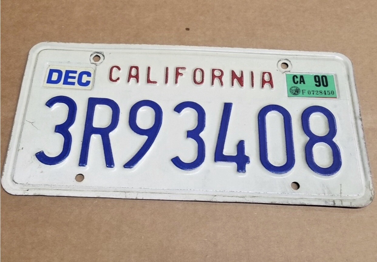 California License Plate 3R93408 Expired Plate Vintage Pre Cursive | eBay