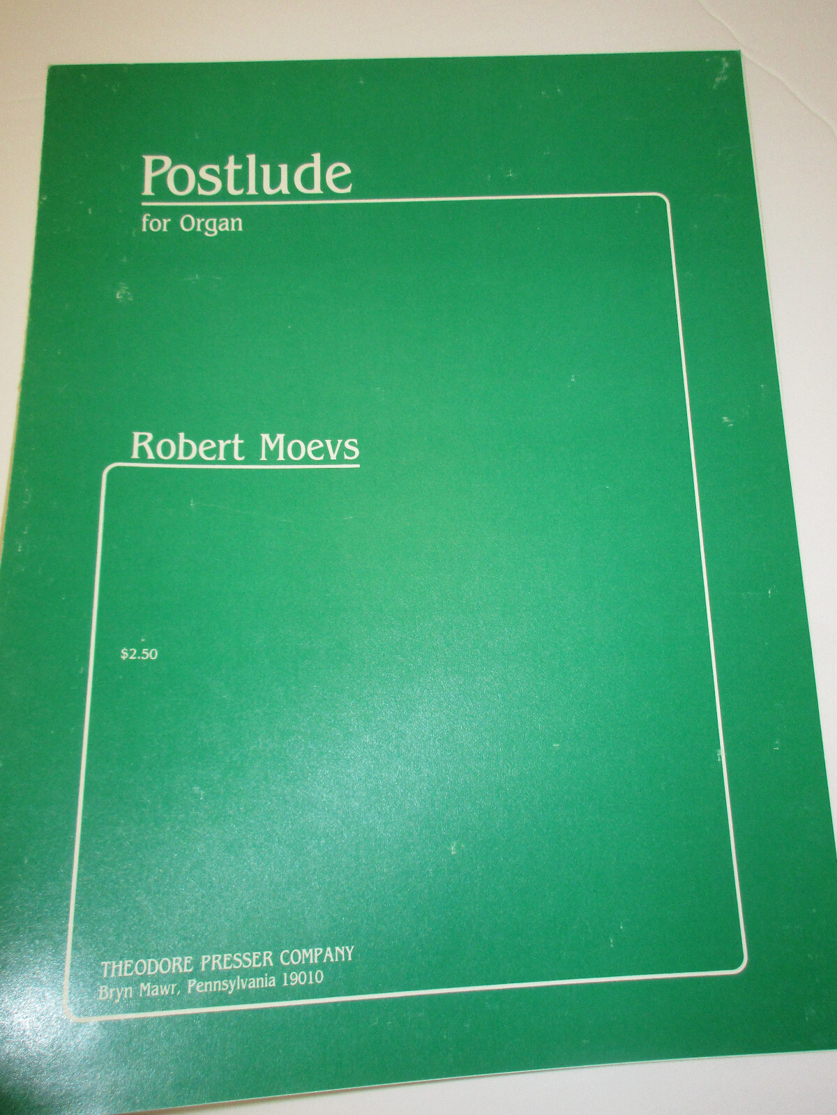 Robert Moevs Postlude for Organ Sheet Music Theodore Presser 1985 | eBay