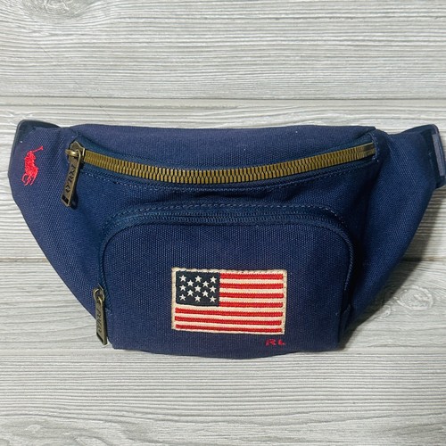 Polo Ralph Lauren Fanny Pack American Flag Navy Canvas Waist Hip ...