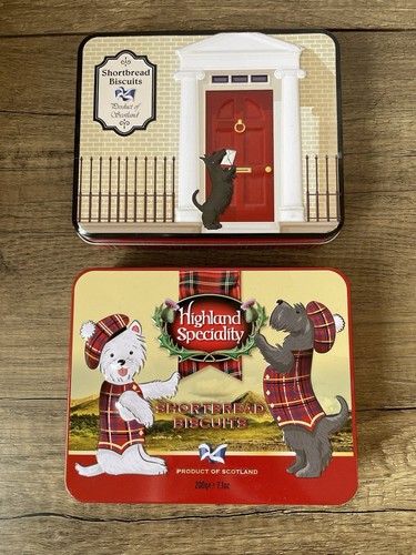2 x Scottish Shortbread Biscuits Tin Boxes advertising 156 x 128mm ...