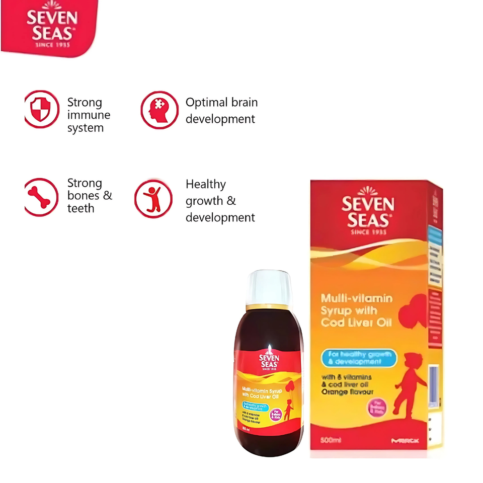 2 X 100ml Seven Seas Multivitamin Syrup With Cod Liver Oil Orange ...