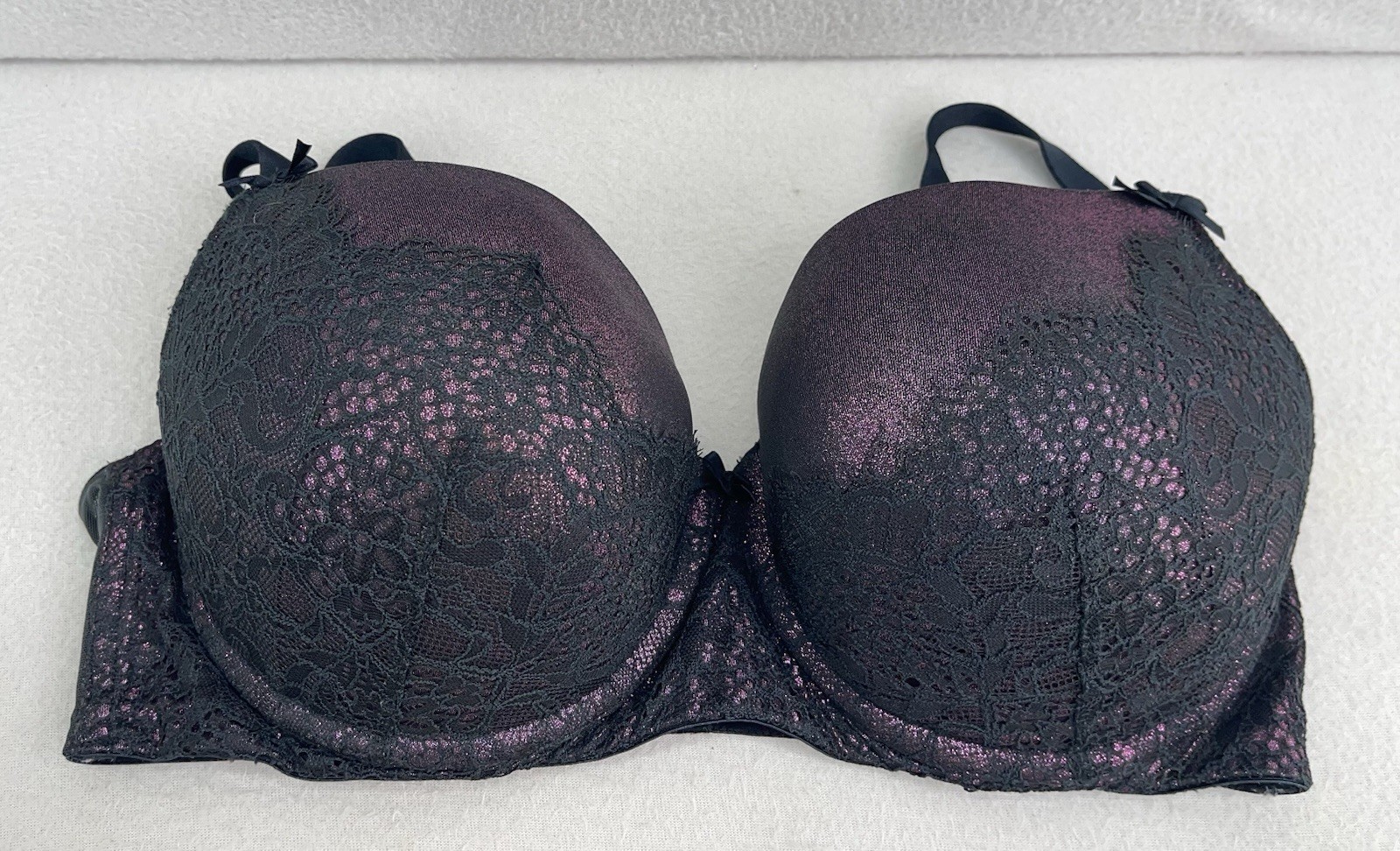 Cacique Lane Bryant 40DD Black Bold Lace Plunge Bra M… - Gem