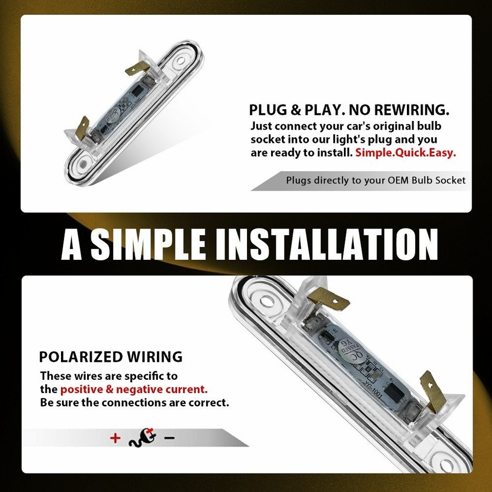 Pair Full LED License Plate Lights 3W For Mercedes W124 W201 E, W202 C ...