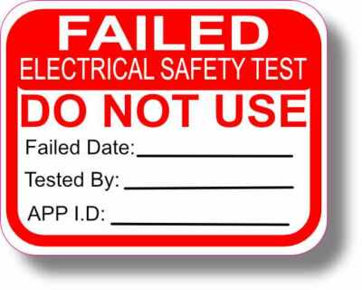 100 FAILED PAT Test Labels Stickers (Portable Appliance Stickers) NOT ...